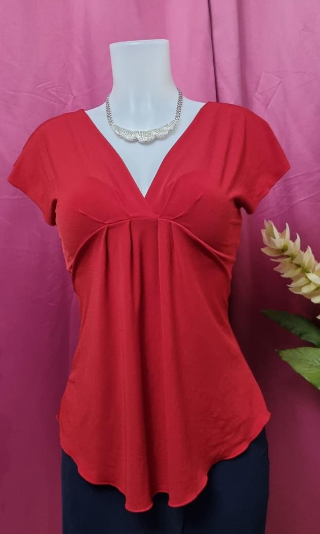 RED BODY HUGGING BLOUSE, Women's Fashion, Tops, Blouses on Carousell