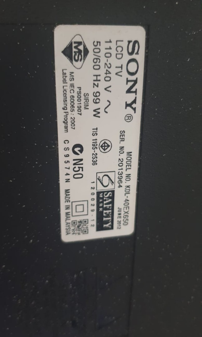 Sony Bravia 40" KDL-40EX650, TV & Home Appliances, TV & Entertainment ...