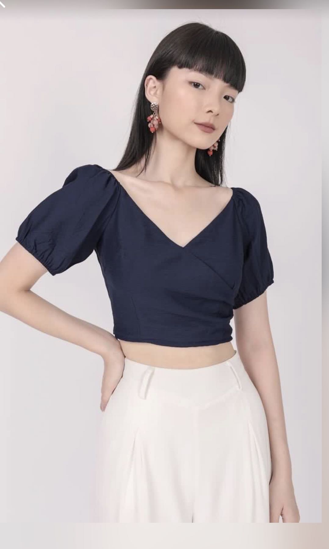 TTR Ace Two Way Top (navy), Women's Fashion, Tops, Blouses on Carousell