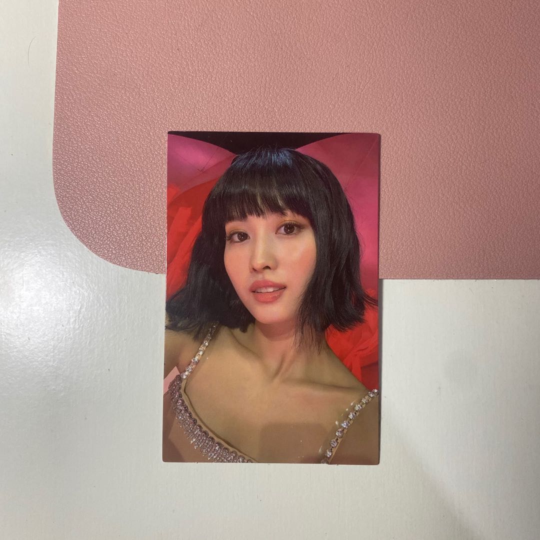 [TWICE EYES WIDE OPEN] MOMO RED BACKGROUND AUTHETIC PHOTOCARD on Carousell