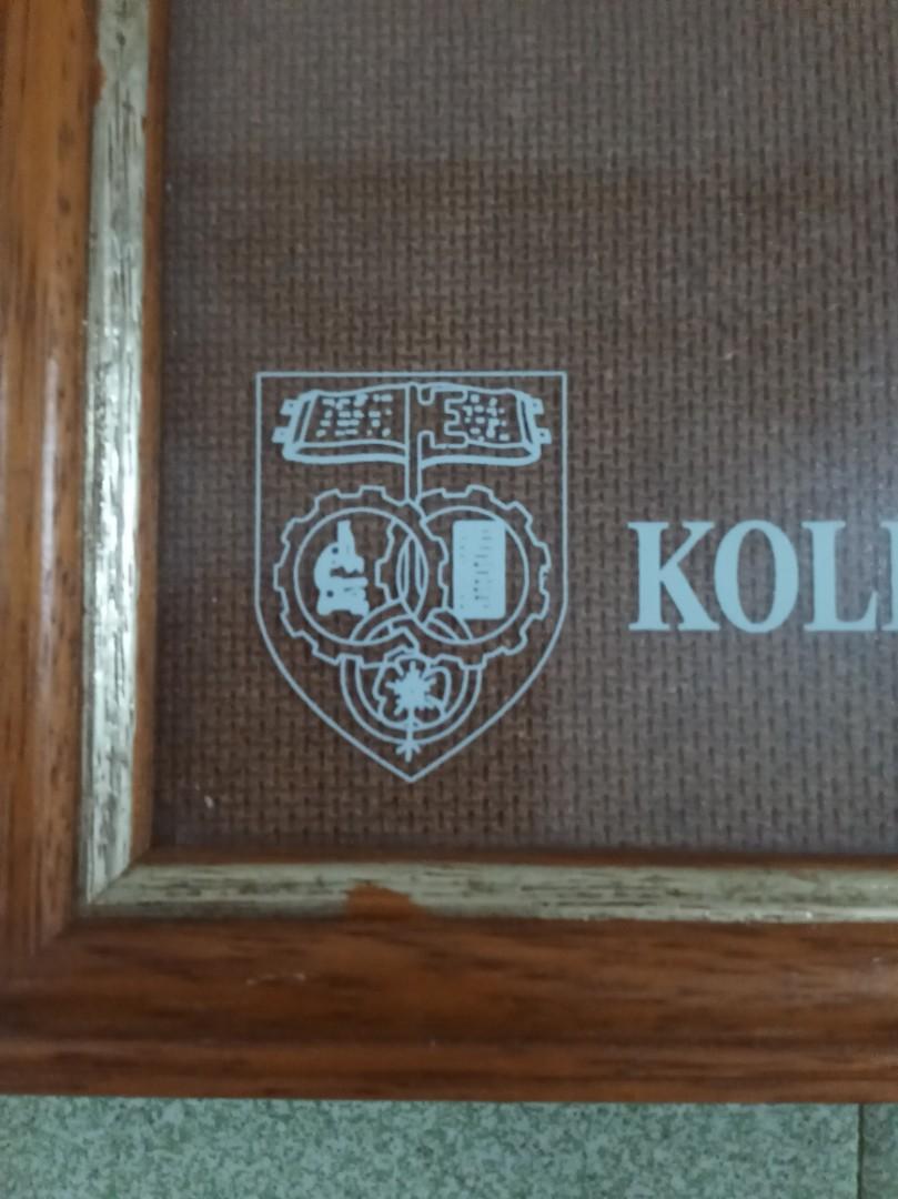 Vintage 1997 Kolej Tunku Abdul Rahman Wooden Picture Frame., Hobbies ...