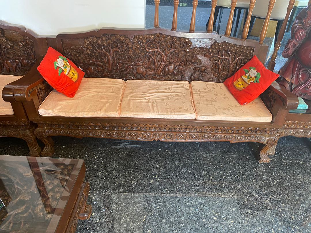 Vintage sofa set - Authentic Elephant Carvings, Furniture & Home Living ...
