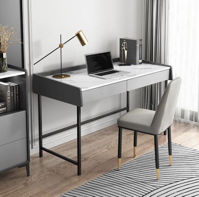 White Marble Study Table, Furniture & Home Living, Furniture, Tables ...