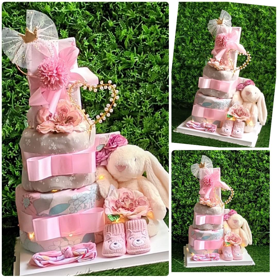 2 tier diaper cake / diapercake / baby hampers / baby shower gift ...
