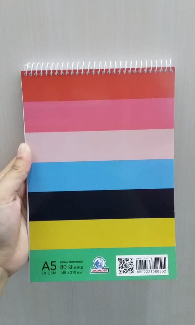 A5 spiral Notebook locomotif 80 lbr garis garis tulis, Buku & Alat ...