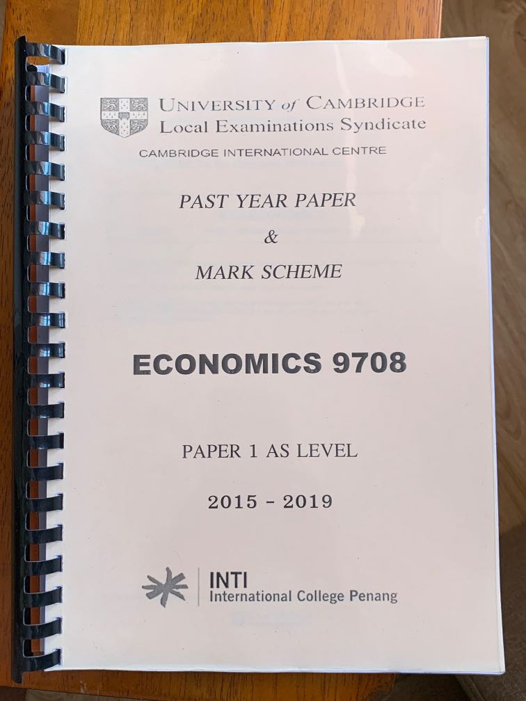 Cambridge Past year paper & marking scheme -ECONOMICS, Hobbies & Toys ...