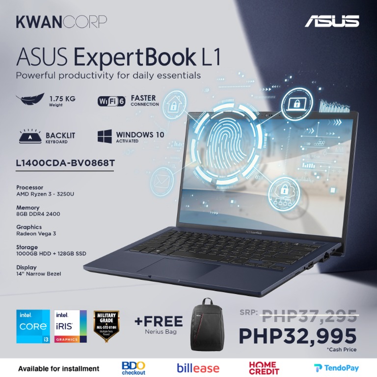 Asus ExpertBook L1 L1400CDA-BV0868T AMD Ryzen 3 3250U 8GB RAM Radeon ...