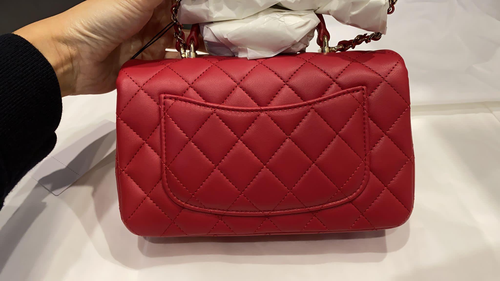 Chanel mini flap with top handle Red, Women's Fashion, Bags & Wallets ...