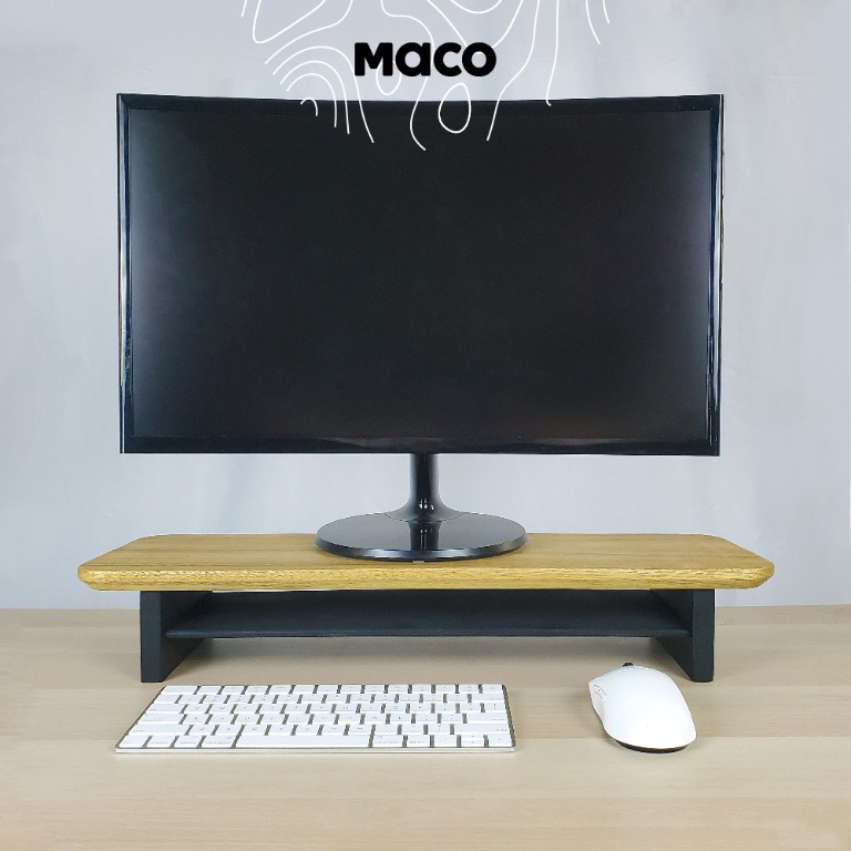 Desk Shelf | Monitor Riser | Solid Wood similar to Walnut | 60cm ...