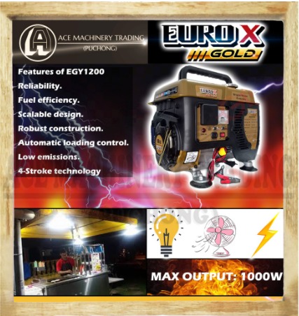 EUROX / GOLD EUROX / Europower EGY1200 Gold Edition Petrol Genset 1000W 4-Stroke Portable ...