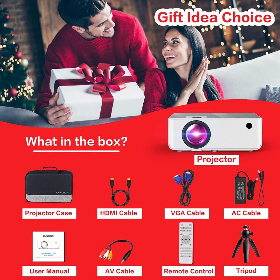 FANGOR 1080P HD Projector, WiFi Bluetooth Projector, 230 Inch Portable ...