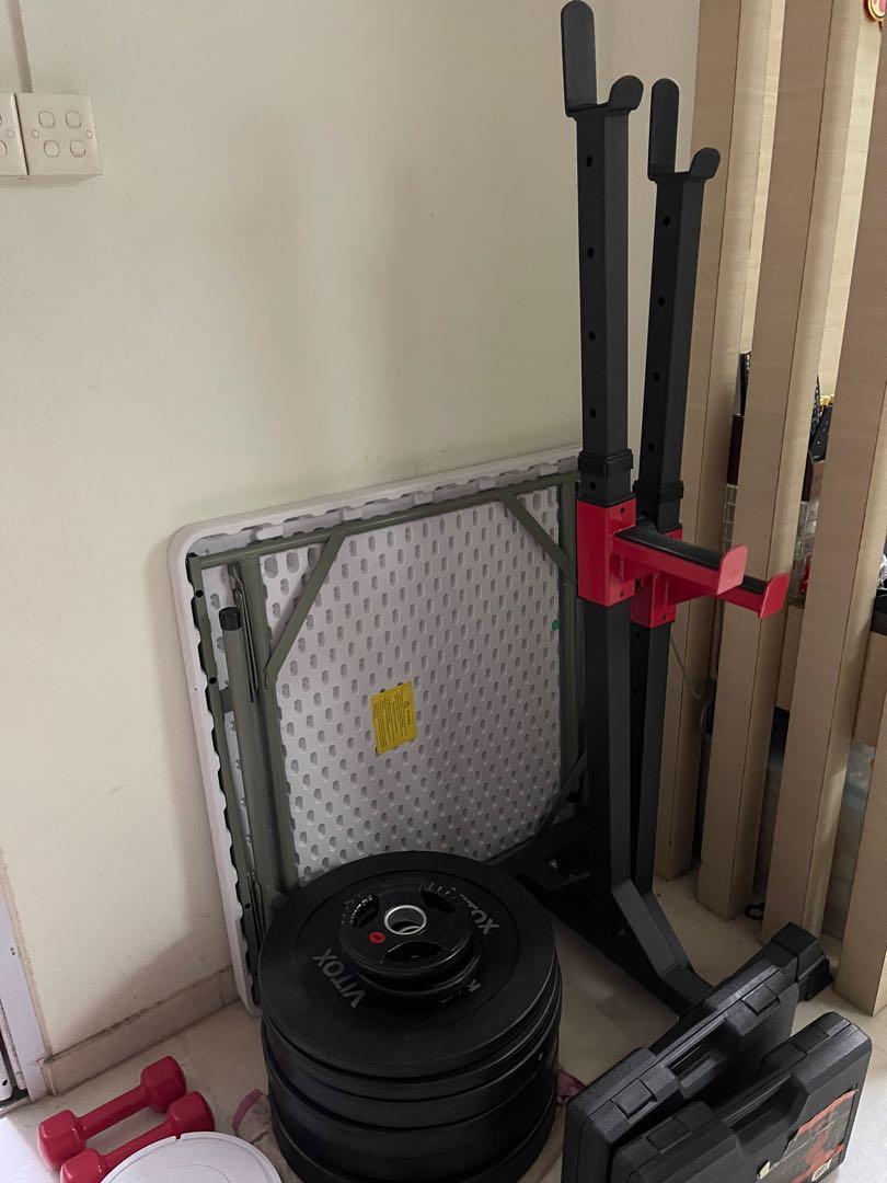 Home Gym (rack, olympic bar, bumped plates, clips), Sports Equipment ...