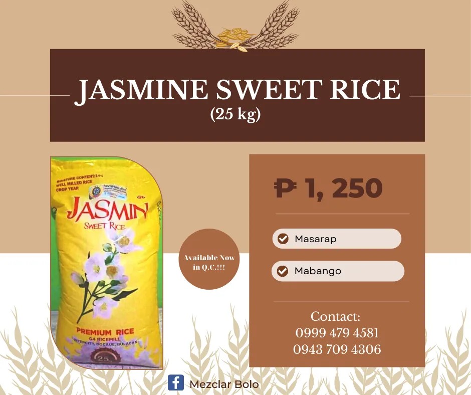 JASMINE SWEET RICE (25kg), Food & Drinks, Rice & Noodles on Carousell