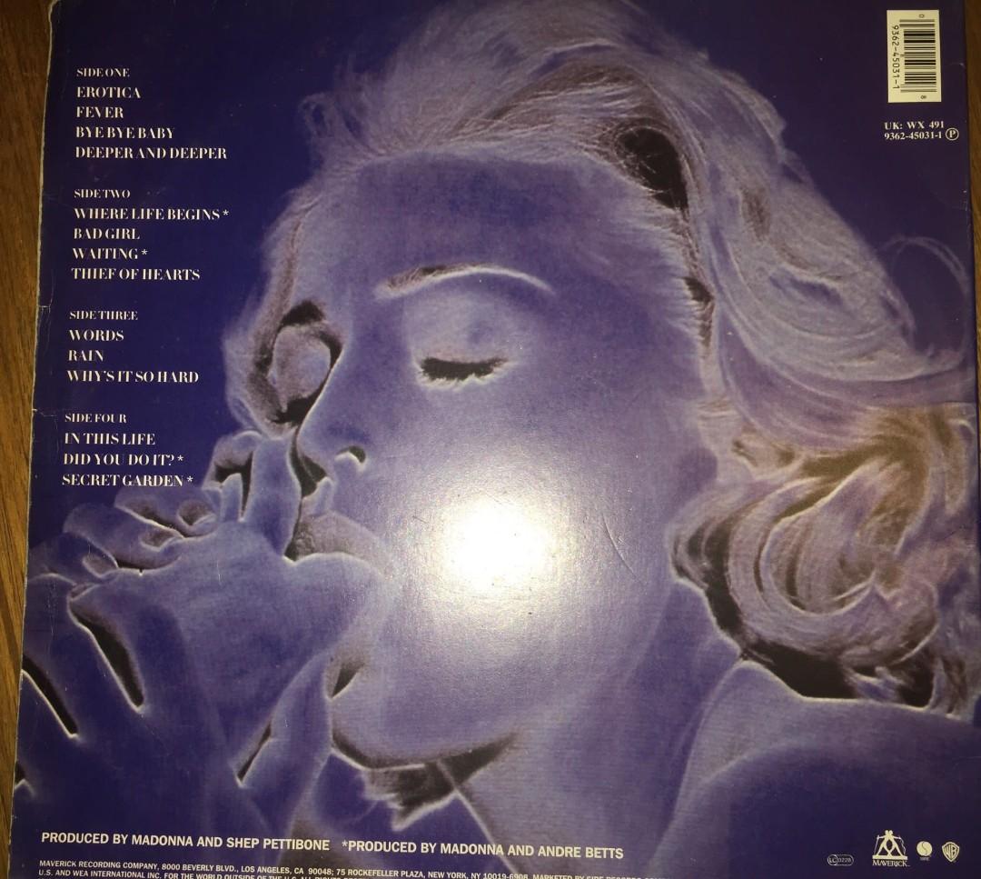 Madonna Erotica 2LP, 興趣及遊戲, 音樂、樂器 & 配件, 音樂與媒體 - 黑膠碟 - Carousell