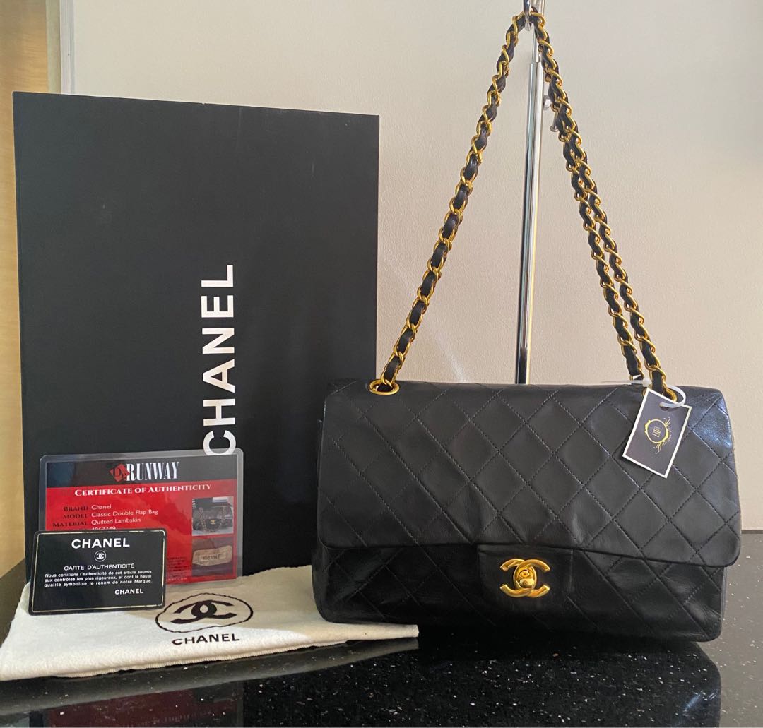 Onhand Authentic Original Chanel Classic Medium Double Flap Black Two ...