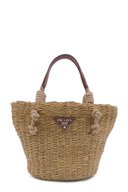 Prada Corn Husk and Leather Tote Natural Cognac, Luxury, Bags & Wallets ...