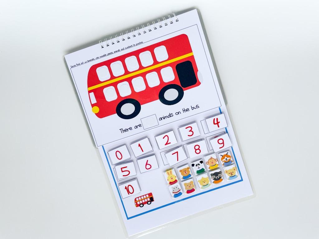 Preschooler Activity Book | Animals on the Bus | Numbers - Counting ...