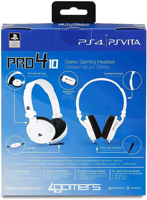 PRO4-10 Officially Licensed Stereo Gaming Headset - White (PS4/PSVita ...