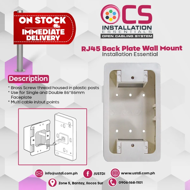 RJ45 Back Plate Wall Mount (Amco Box), Furniture & Home Living, Home ...