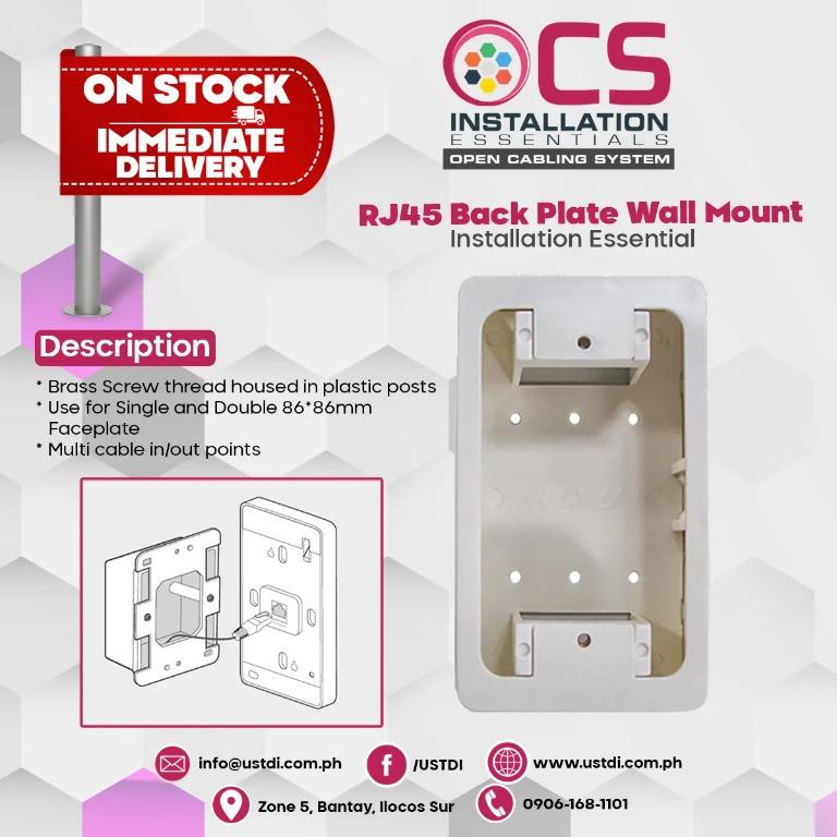 RJ45 Back Plate Wall Mount (Amco Box), Furniture & Home Living, Home ...