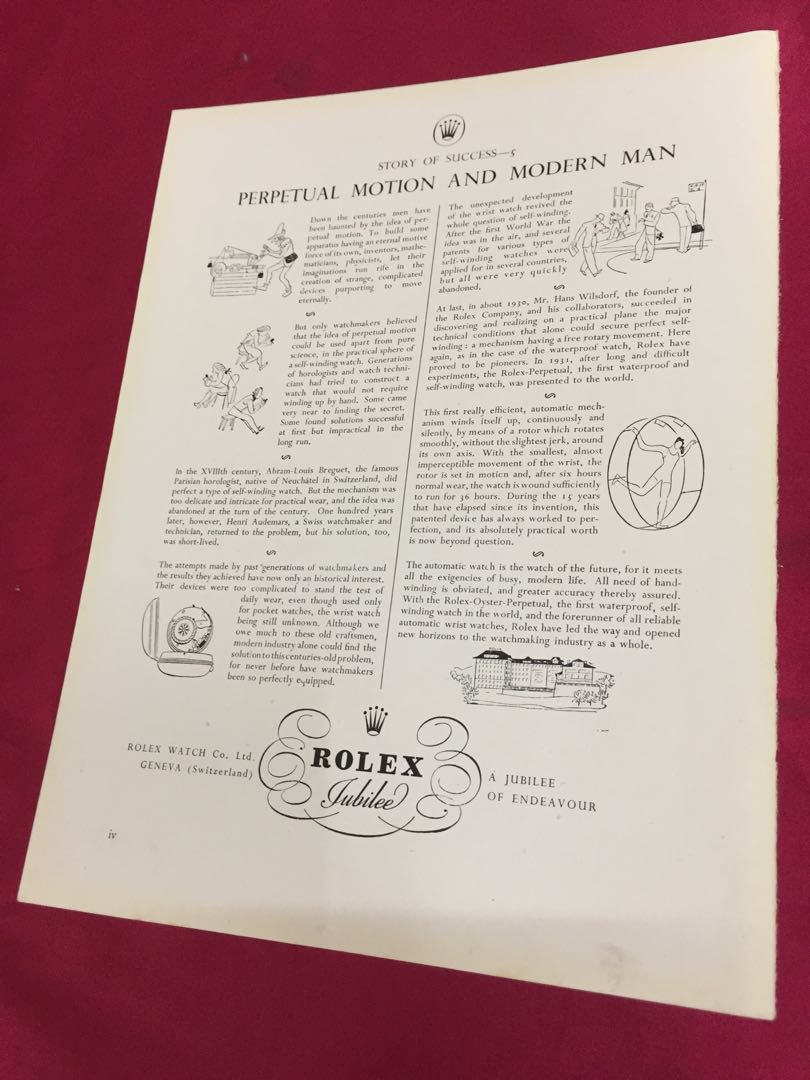 ROLEX Jubilee 1947 Watch Ad Advertisement Collectible IKLAN on Carousell