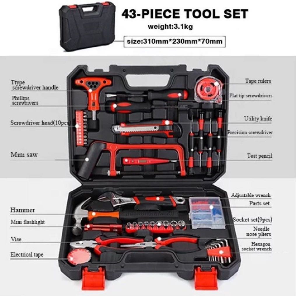45 Pieces Universal Multi-function Hardware Tools Set with tool box DIY ...
