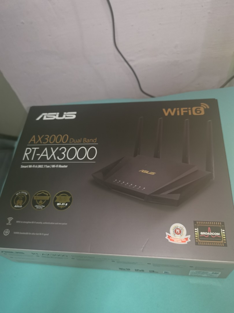 Asus RT-AX3000 WiFi 6 Dual Band Router, Computers & Tech, Parts ...