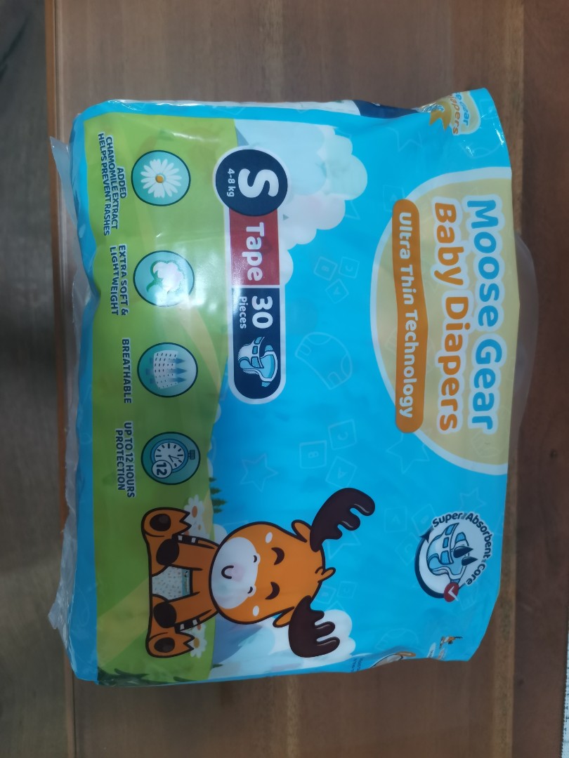 BABIES DIAPER MOOSE GEAR SMALL 30 PCS., Babies & Kids, Bathing ...