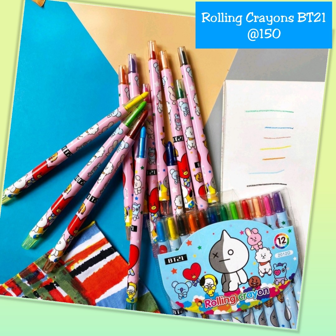 Bt21 Rolling crayons, Hobbies & Toys, Stationary & Craft, Stationery ...