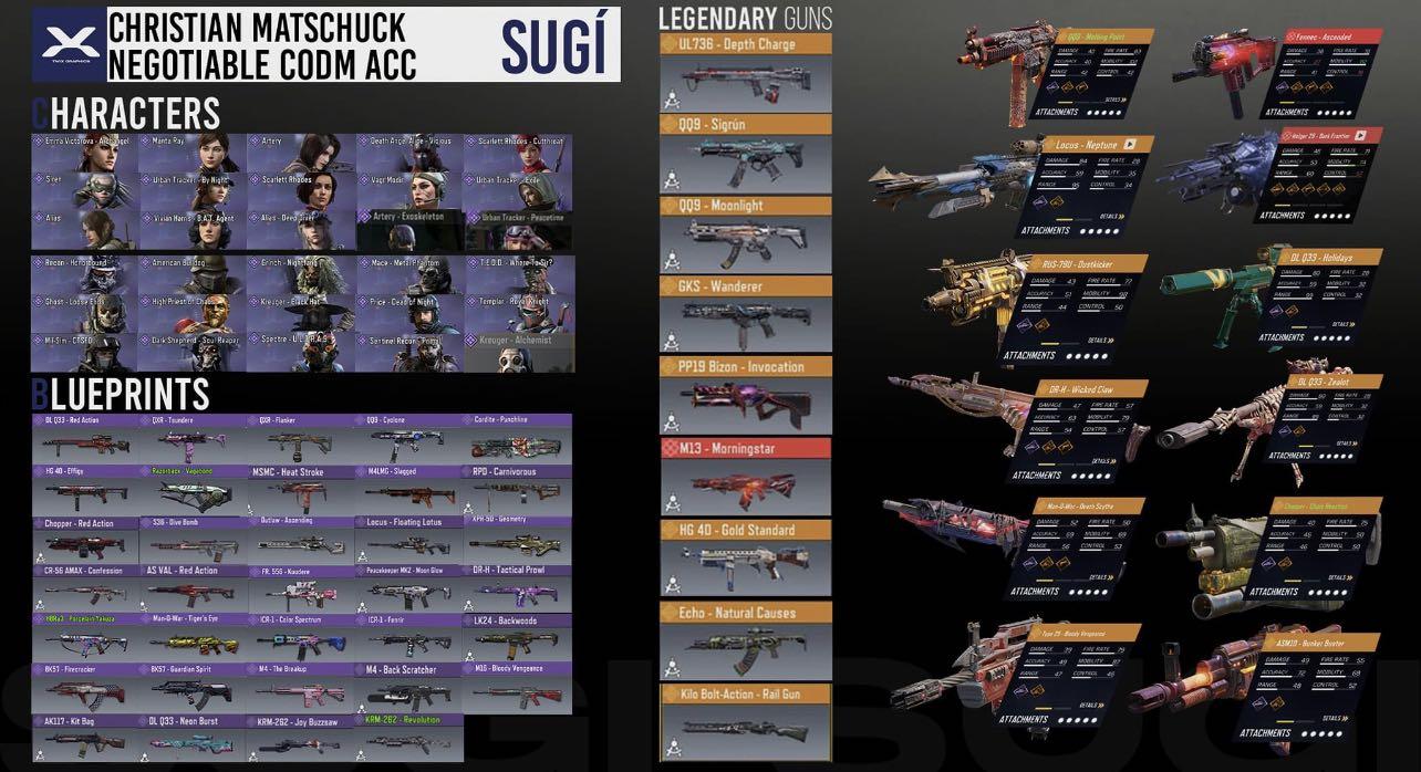 CODM ACCOUNT 18 LEG SKINS AND 3 Mythics, Video Gaming, Video Games ...