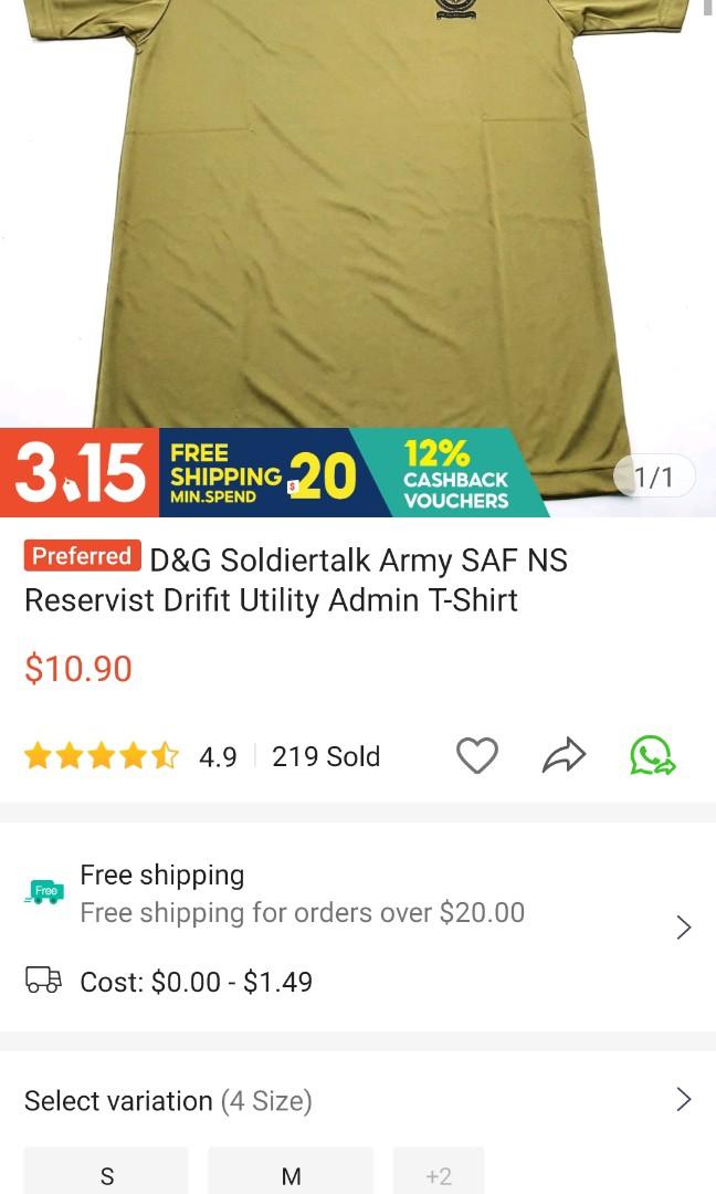 D&G Soldiertalk Army SAF NS Reservist Drifit Utility Admin T-Shirt, Men ...