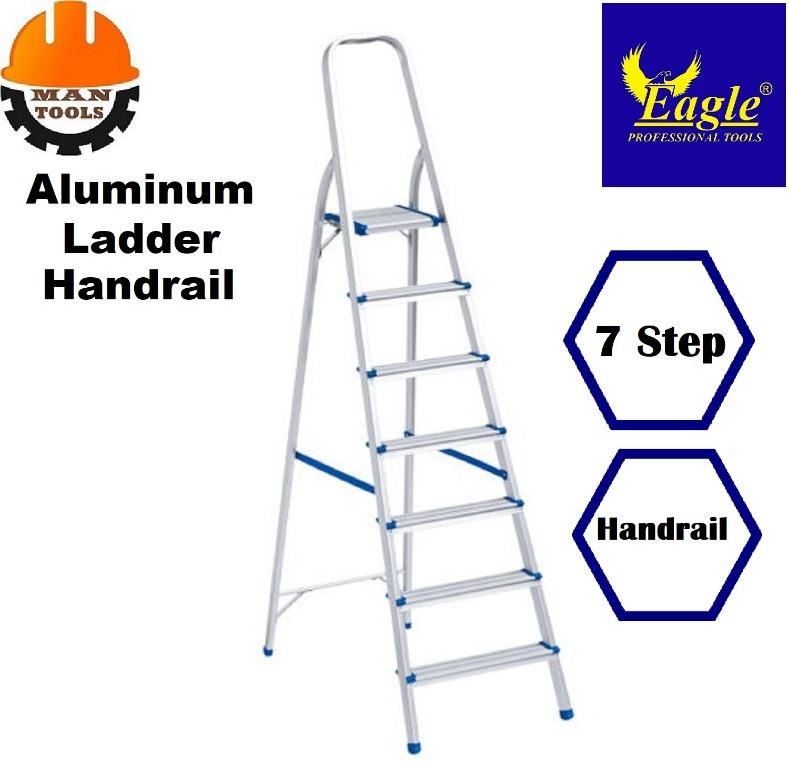 Eagle Skyler Aluminum Step Ladder W/Handrail 7 Step, Commercial ...