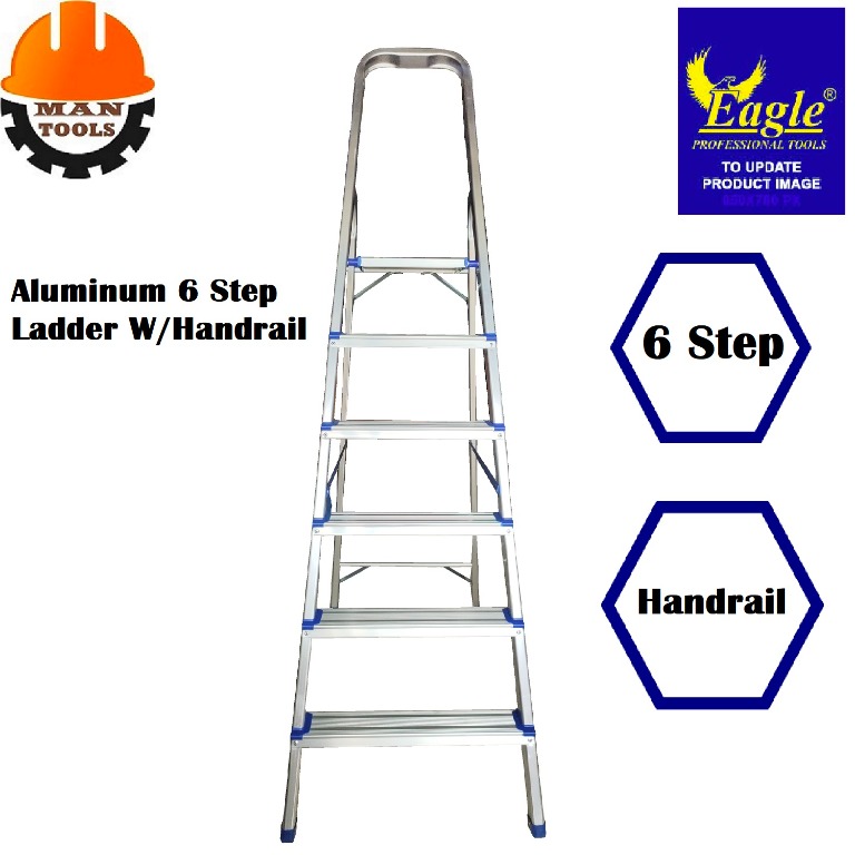 Eagle Skyler Aluminum Step Ladder W/Handrail 6 Steps, Commercial ...