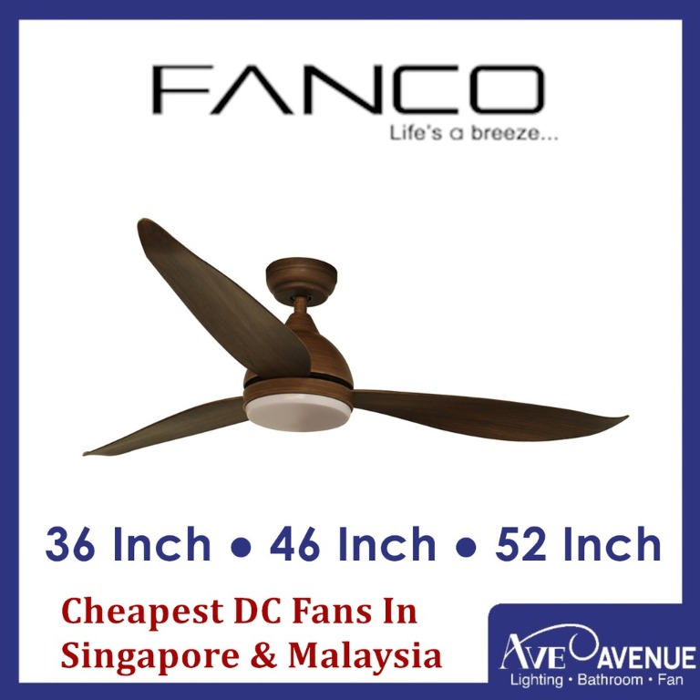 FANCO B-STAR DC Motor Ceiling Fan with 3 Tone LED Light Kit and Remote ...