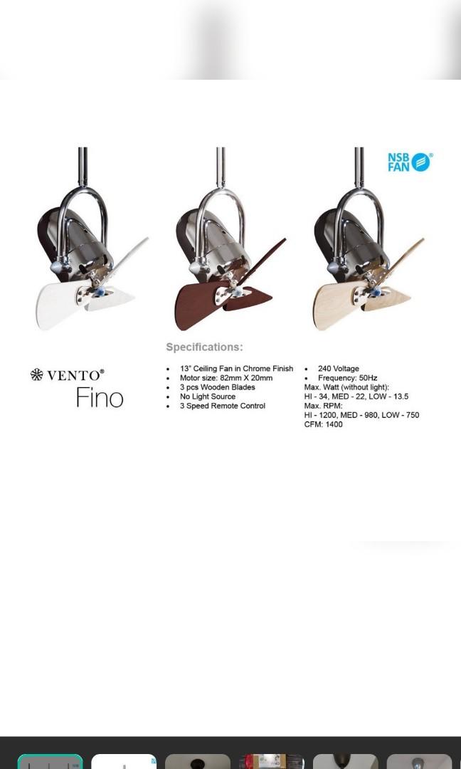 Fino Vento 1 Ceiling Fan NSB designer fan helicopter fan, Furniture ...