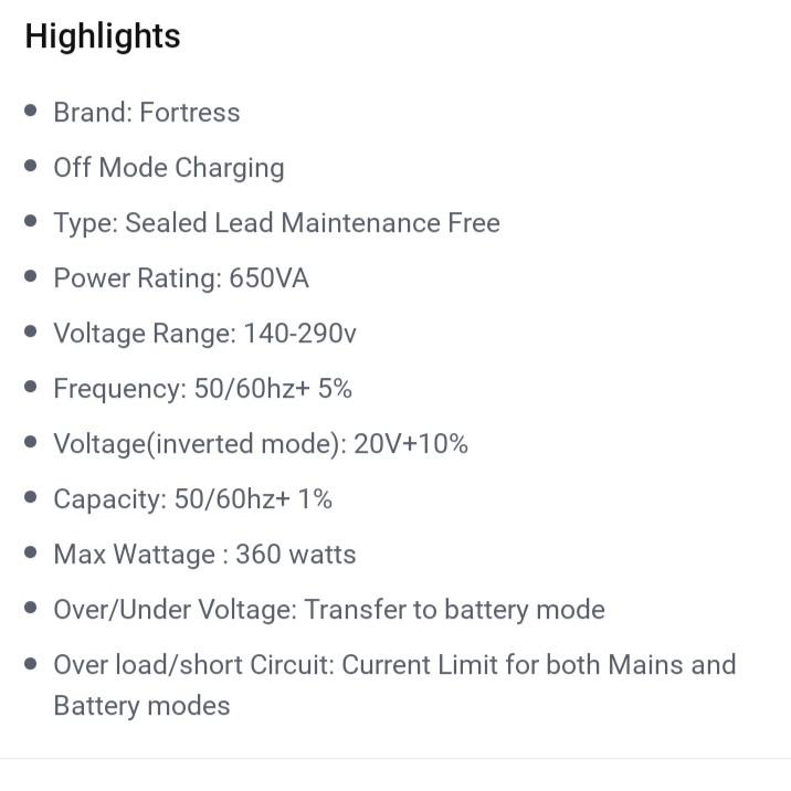 Fortress UPS-800FP Uninterruptible Power Supply w/ Surge Protection ...