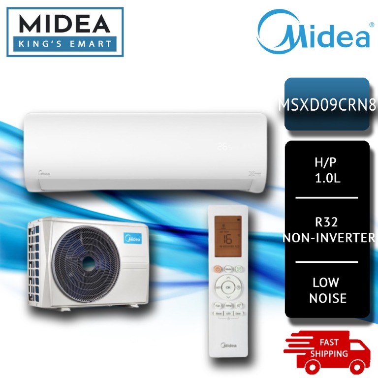Midea 1.0hp R32 Xtreme Dura Air Conditioner Non Inverter Wall Mounted Split [MSXD-09CRN8], TV ...