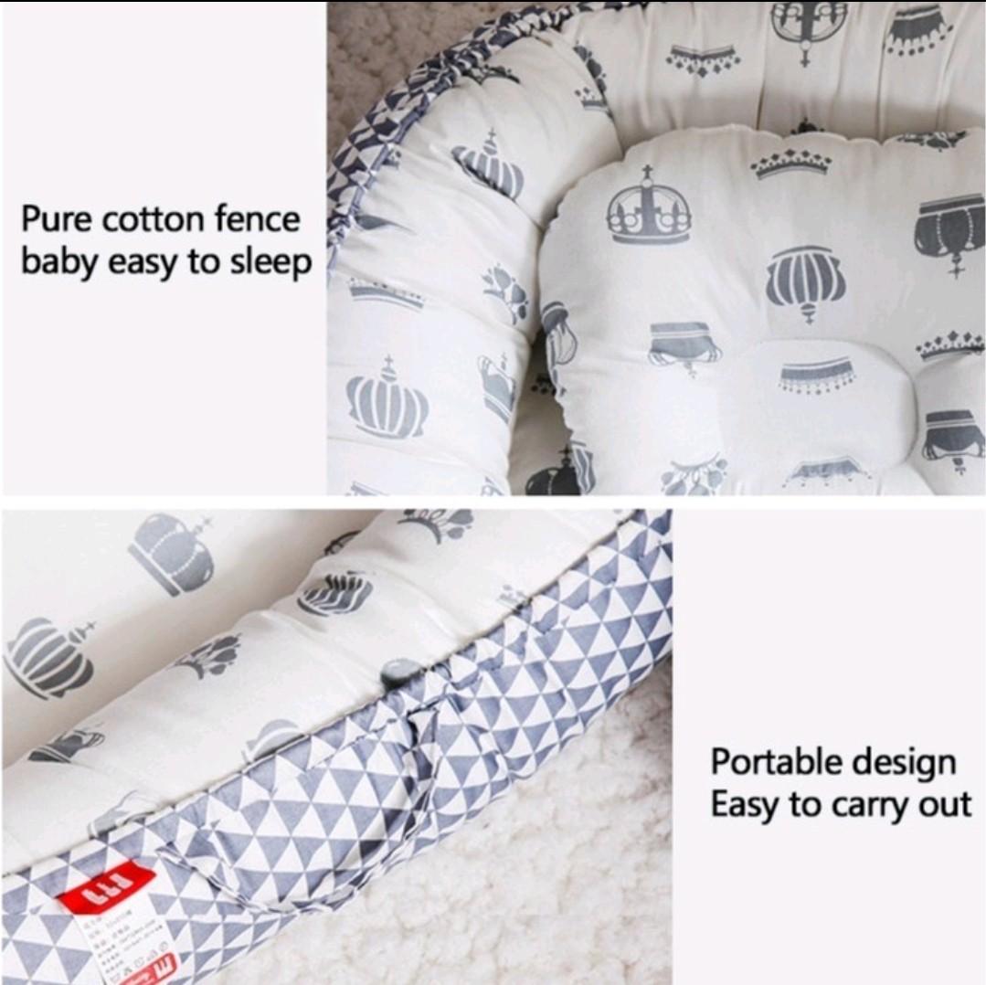 Portable Baby Cocoon Bed / Baby Nest (Grey Crown), Babies & Kids, Baby ...