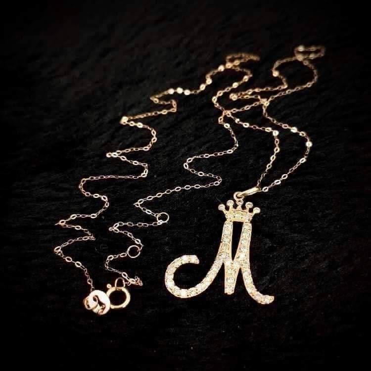 SALE!!! .500ct Cursive M diamond necklace, Women's Fashion, Jewelry ...