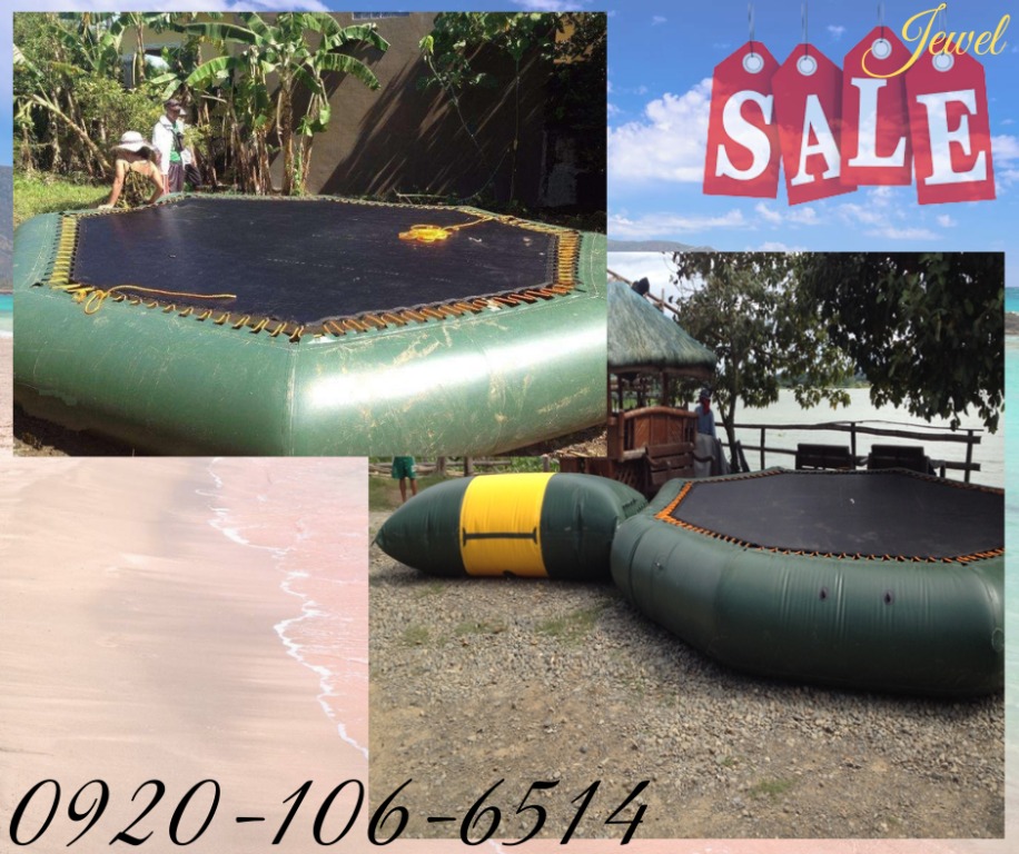WATER TRAMPOLINE WITH BLOB, TUBE, & SLIDE INFLATABLE WATER SPORTS ...