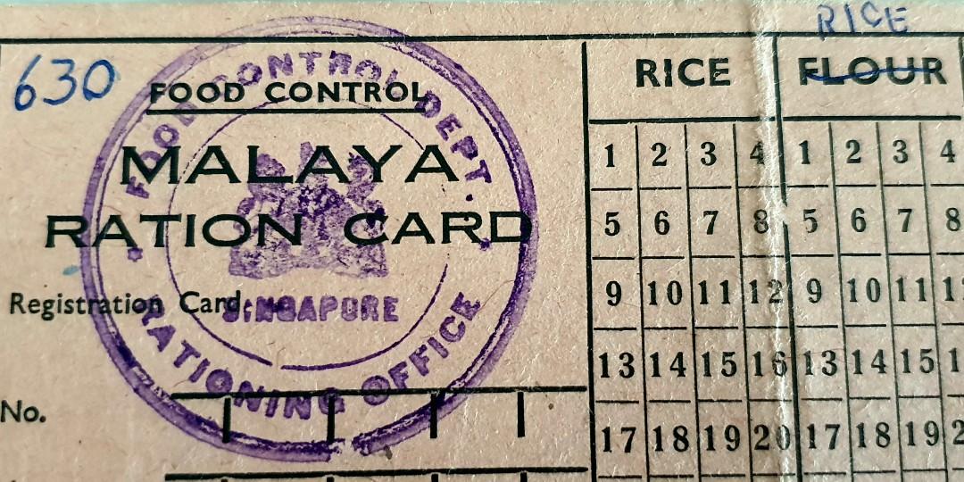 1. 1953 Malaya Ration Card. 2. 1954 Food Control Singapore Ration Card ...