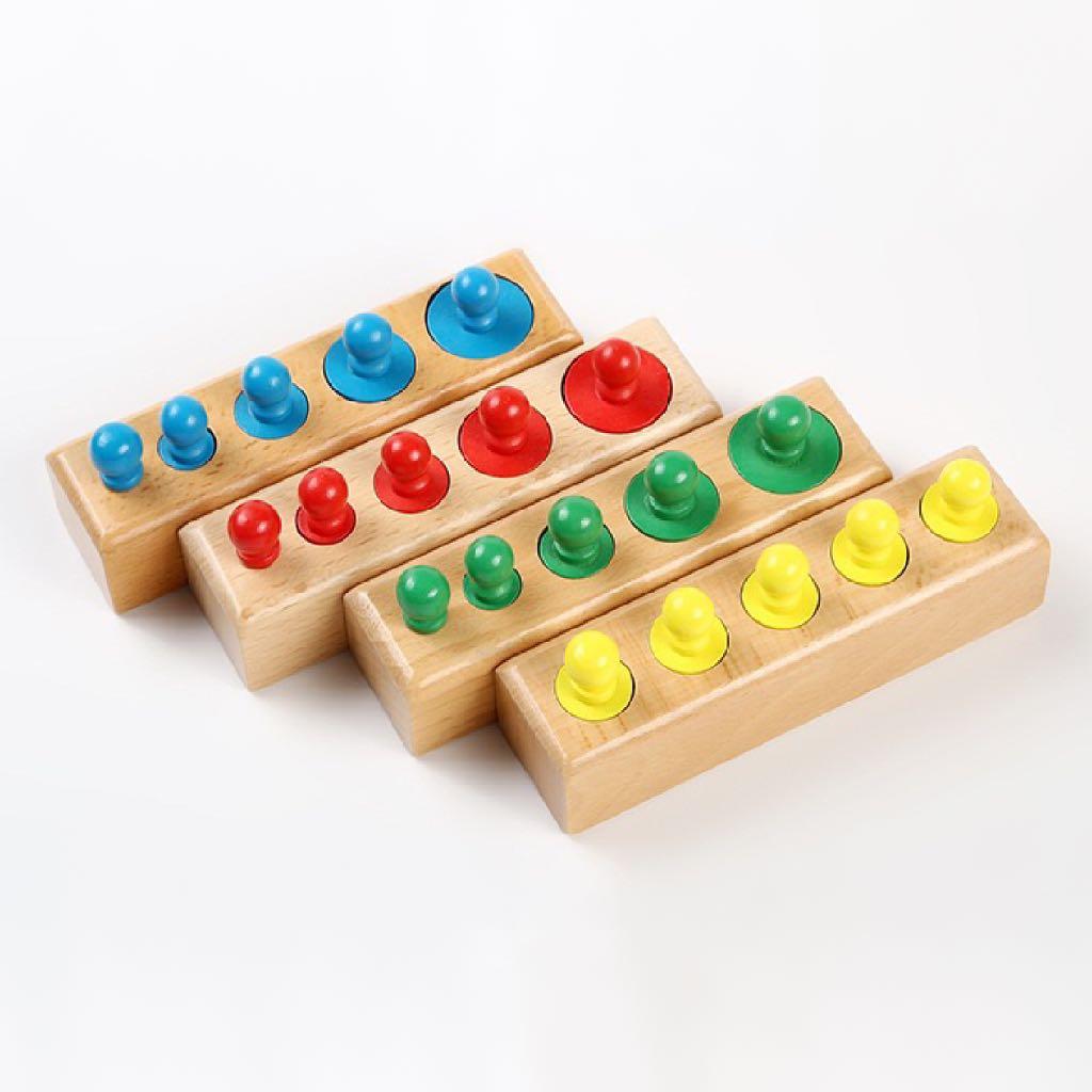 AREA KIDS Wooden Knobbed Cylinder Blocks Sorting Toy Montessori ...