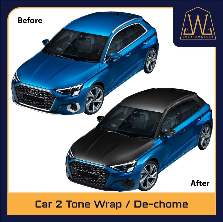 Car 2 Tone Decal Wrap / Dechrome, Car Accessories, Accessories on Carousell