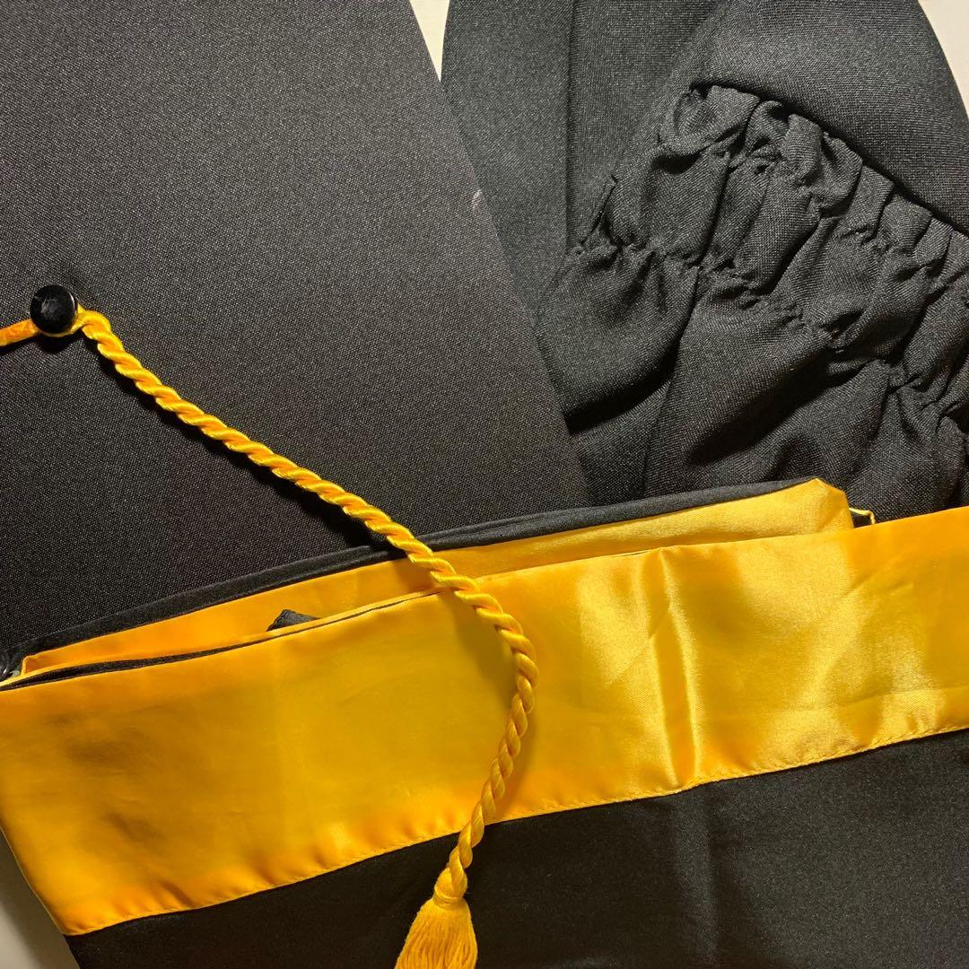 Complete Toga Set: Black Toga + Yellow-Gold Hood + Academic Cap, Women ...