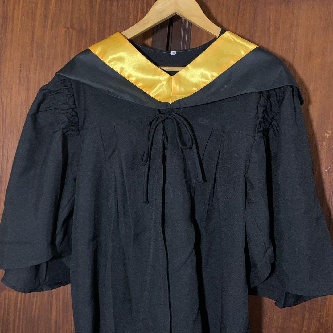 Complete Toga Set: Black Toga + Yellow-Gold Hood + Academic Cap, Women ...