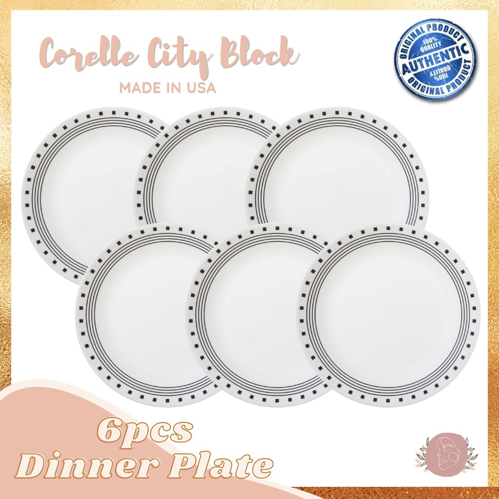 CORELLE CITY BLOCK 6pcs plate, Furniture & Home Living, Kitchenware ...