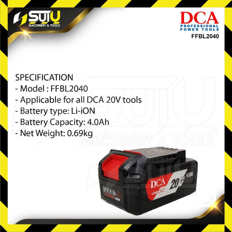 DCA FFBL2040 20V Li-ion Battery 4.0Ah, TV & Home Appliances, Electrical ...
