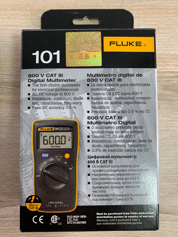 Fluke 101 600V CATIII Digital Multimeter, Computers & Tech, Parts ...