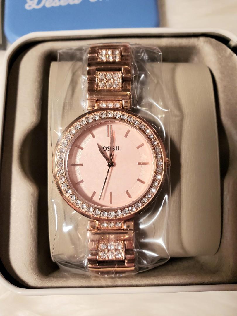 Fossil Karli Three-hand Rose gold-tone Stainless steel watch, Women's ...