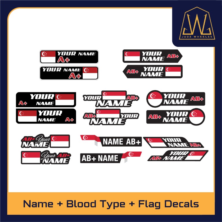 Flag + Name + Blood Type Decal, Sports Equipment, Bicycles & Parts ...